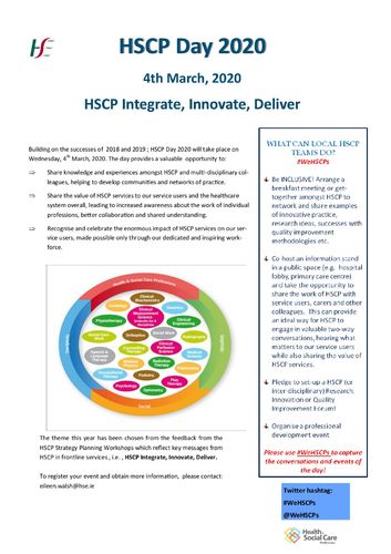 We are marking HSCP Day, March 4th 2020 - Integrate, Innovate & Deliver ...